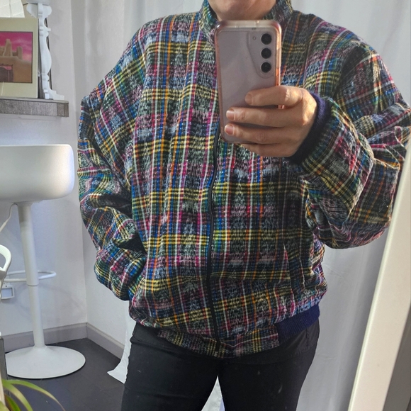 Jackets & Coats | Indie Colorful Knit Bomber Jacket | Poshmark